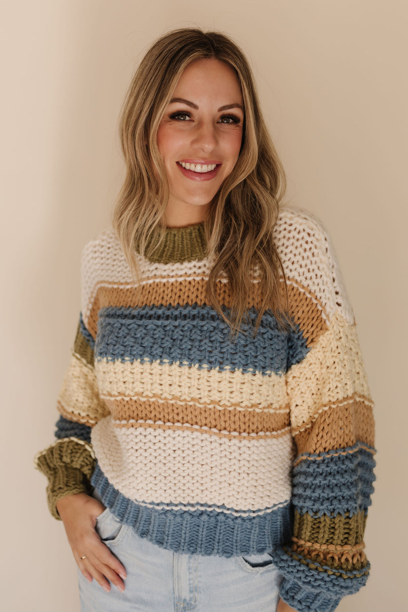 THE COREY COLOR BLOCK SWEATER IN NEUTRAL – Pink Desert