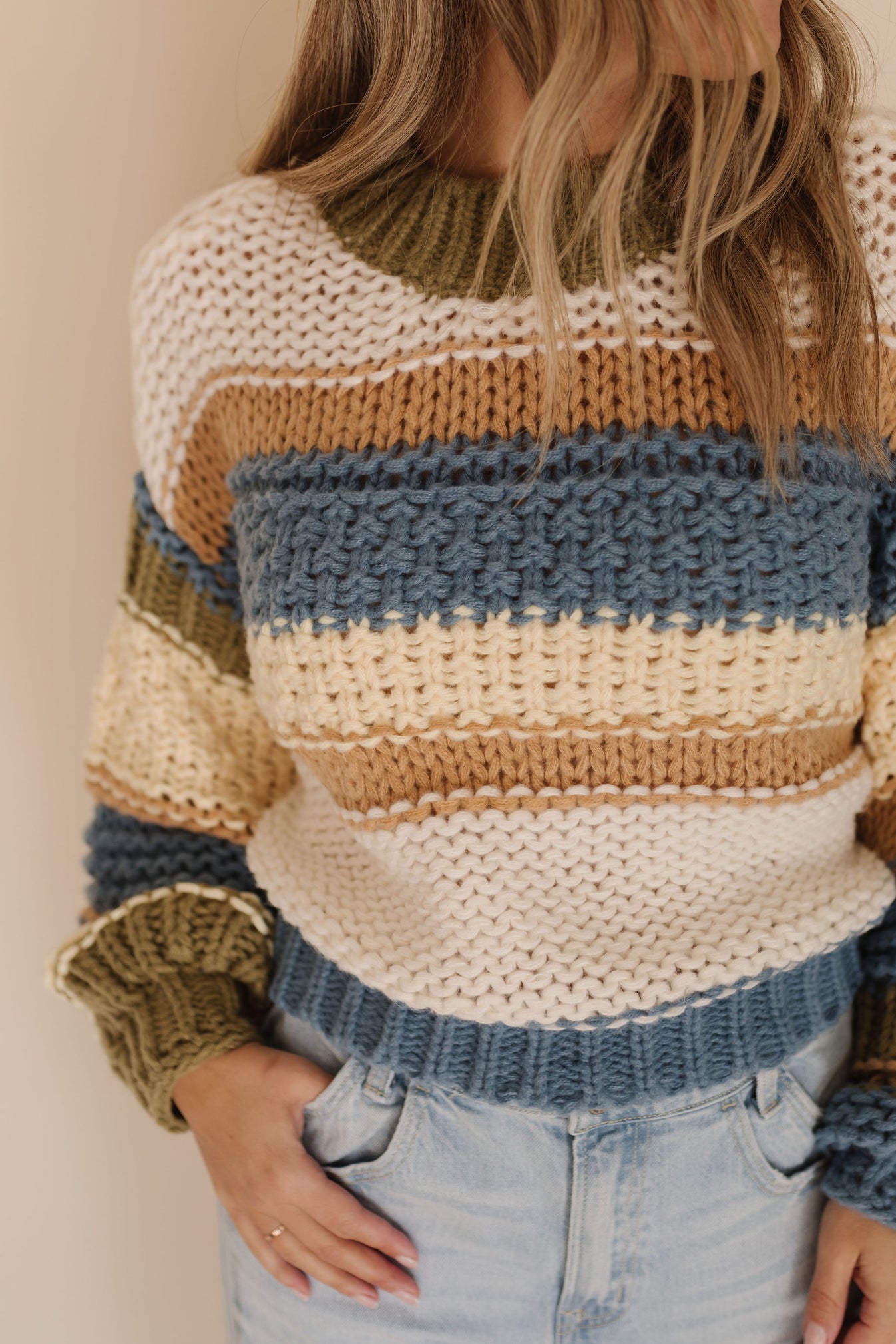 THE COREY COLOR BLOCK SWEATER IN NEUTRAL – Pink Desert